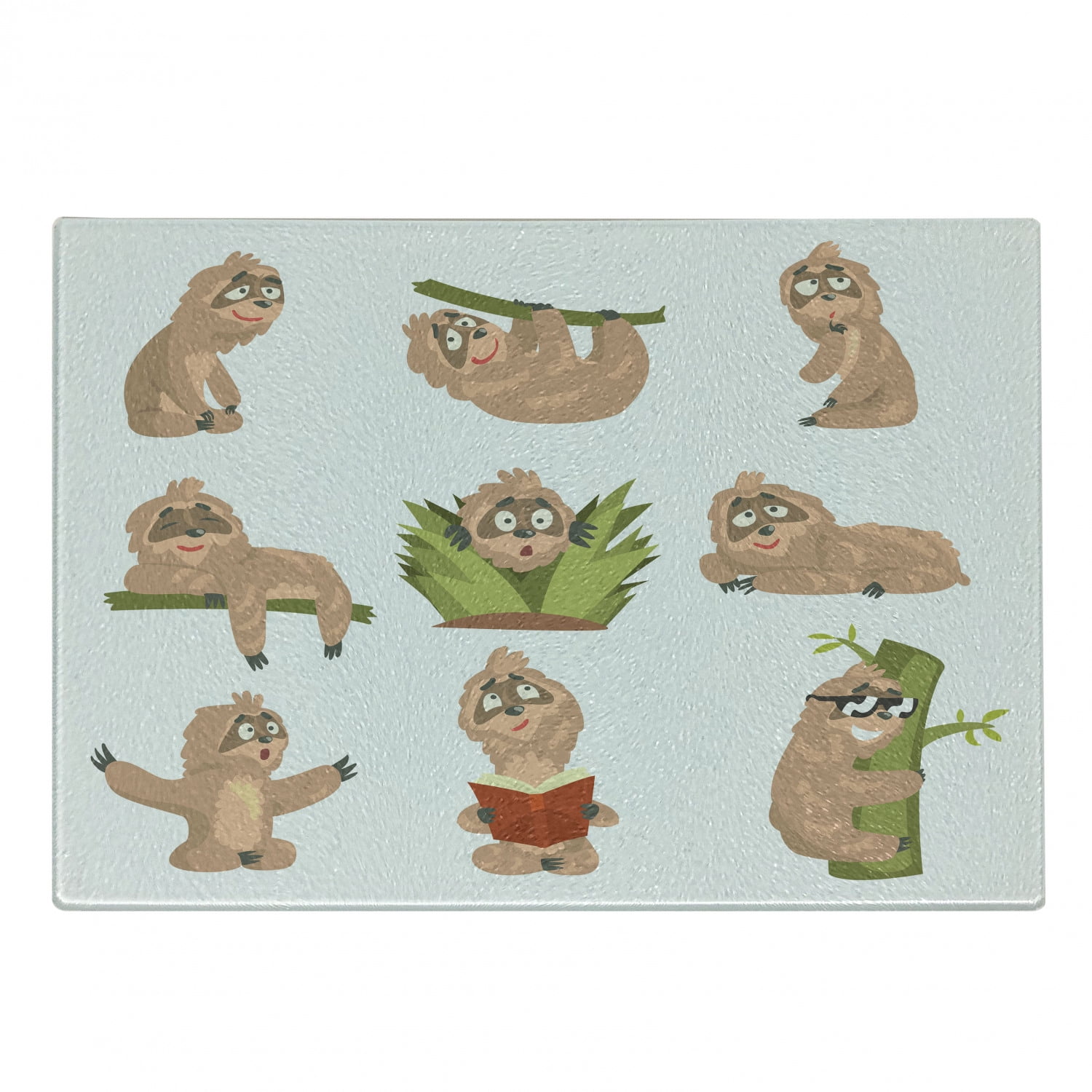 Sloth Cutting Board, Animal Cartoon Character Different Situations ...