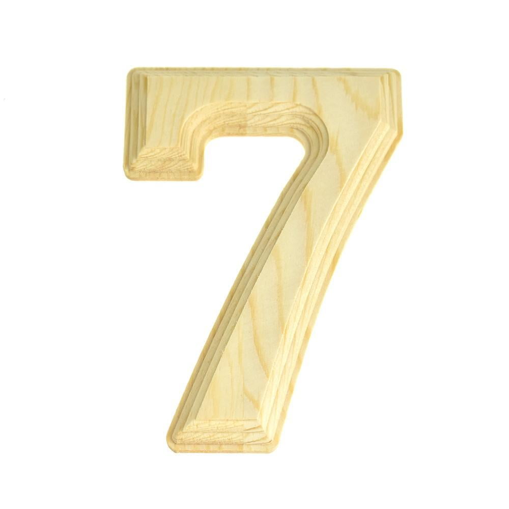 Pine Wood Beveled Wooden Number 7, Natural, 5-13/16-Inch - Walmart.com