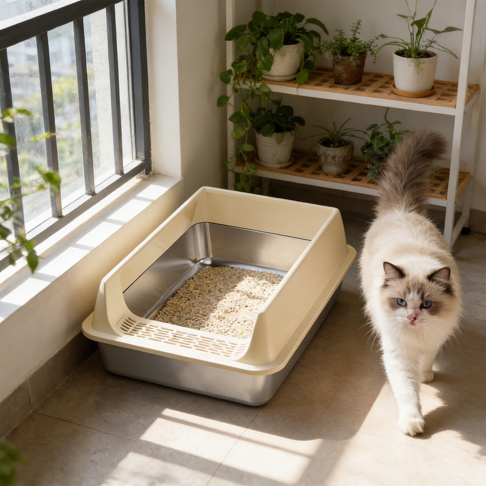 Click here for Egnmcr Stainless Steel High Sided Metal Litter Box... prices