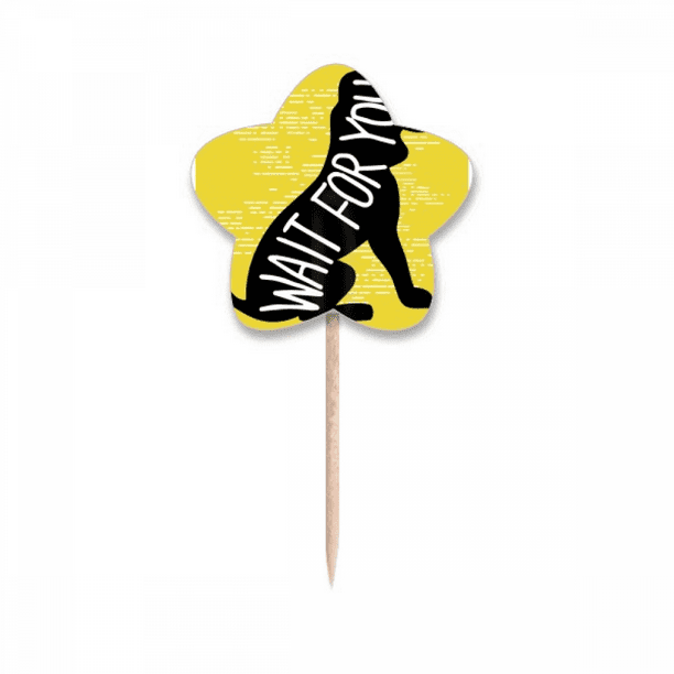 Black Dog Animal Outline Natural Toothpick Flags Star Lable Cupcake ...