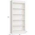 71" Farmhouse Bookshelf with Double Fluted Design, 5-Tier Tall Wooden ...
