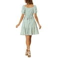 Allegra K Tie Floral Dresses for Women's Summer Square Neck Puff Sleeve ...