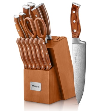 Kitchen Knife Set with Block Block Set,14Pcs High Carbon Stainless ...