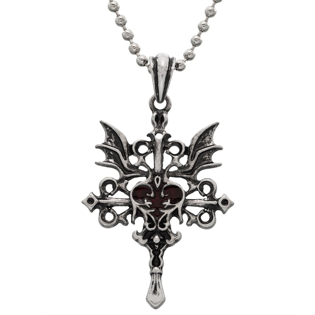 Red Heart with Vampire Wings Pendant - Walmart.com