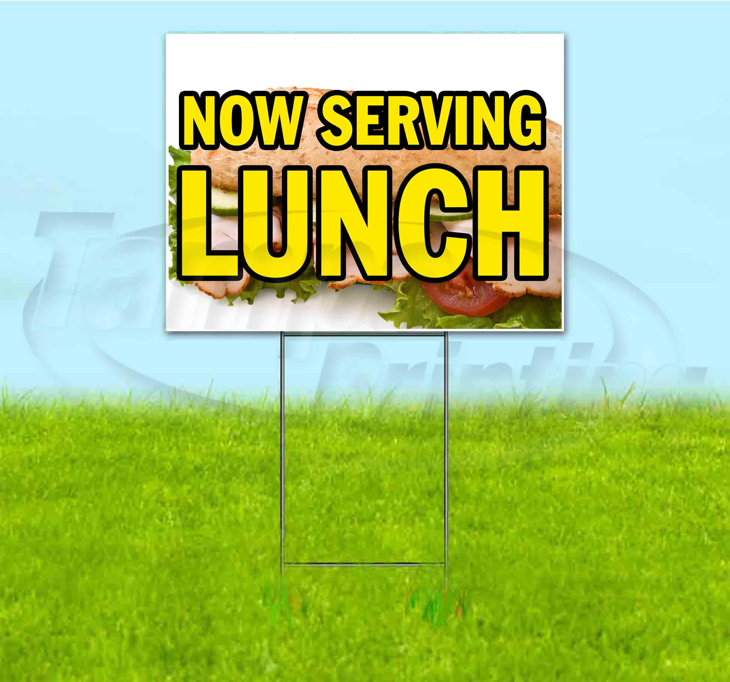 Now Serving Lunch (18" x 24") Yard Sign, Includes Metal Step Stake ...