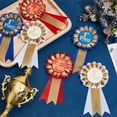 12Pcs 3 Colors Award Ribbon Shape Tinplate Badge Pins Plastic Button ...