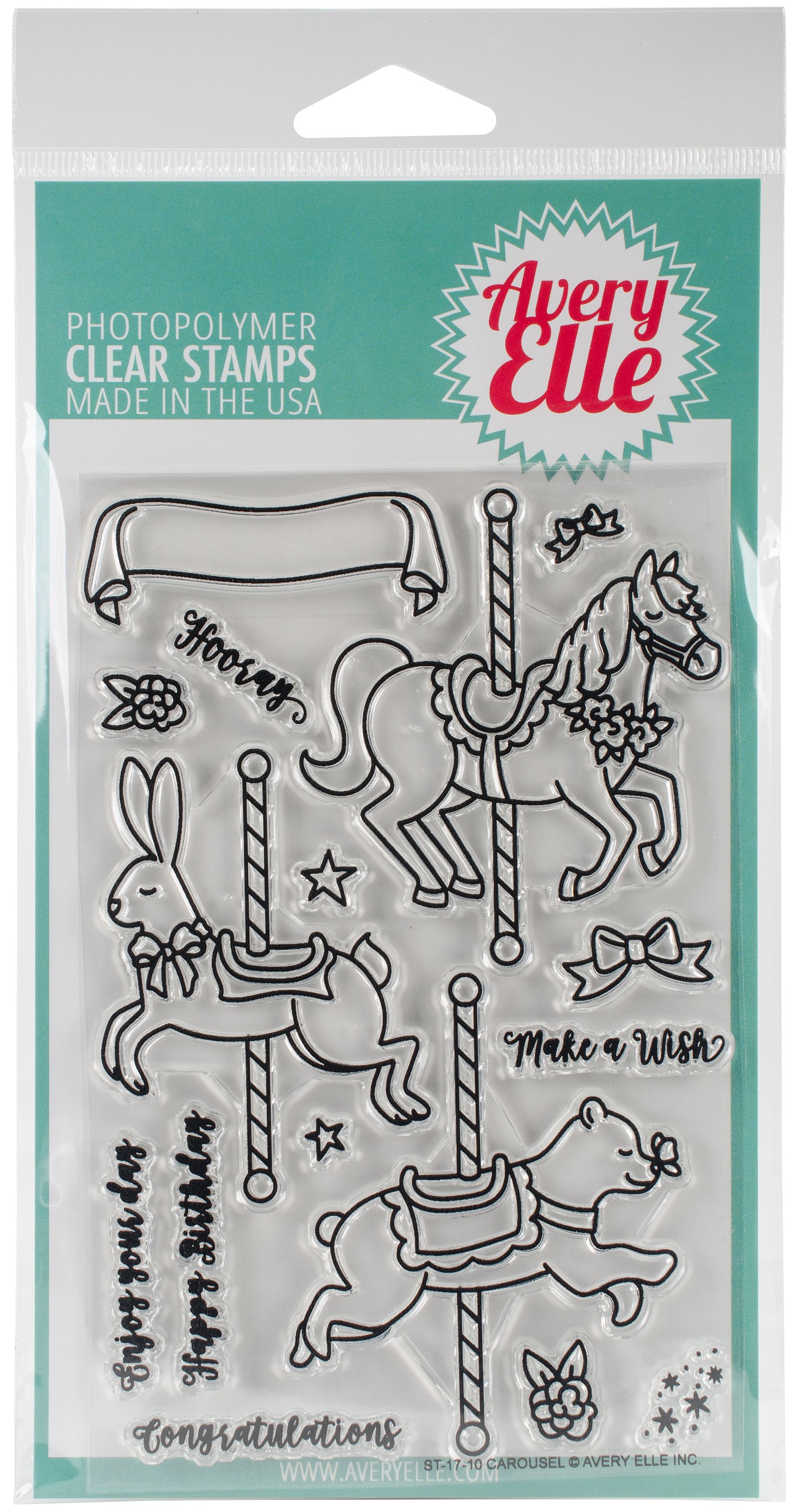 Carousel Avery Elle Clear Photopolymer Rubber Stamp Set Paper Stamps ...