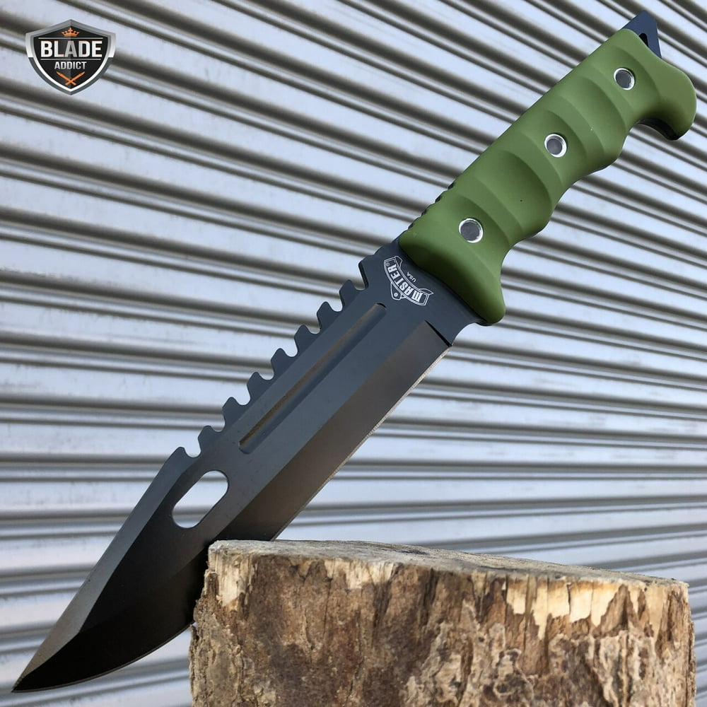 12" TACTICAL SURVIVAL Rambo Full Tang FIXED BLADE KNIFE Hunting w ...