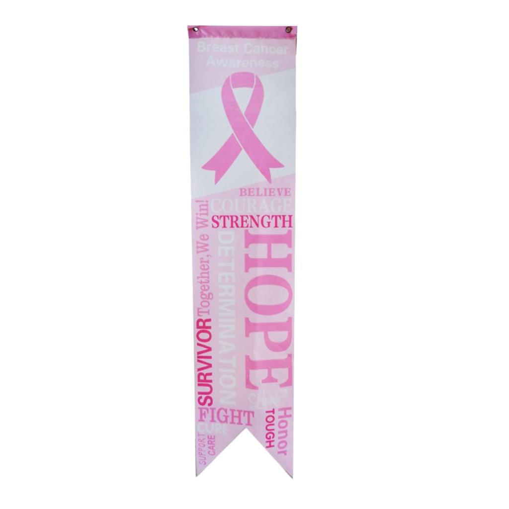 Breast Cancer Awareness Flag Pink Ribbon Support Banner Wall Pennant ...