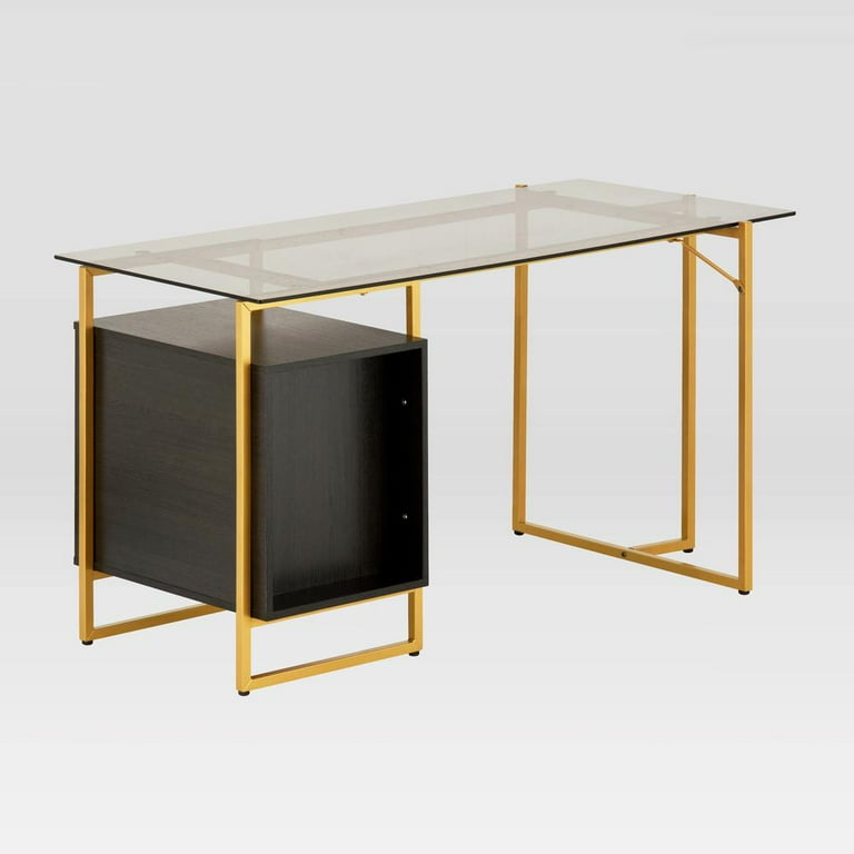 Gillmore Federico Weathered Oak With Brass Frame Desk, 58% OFF