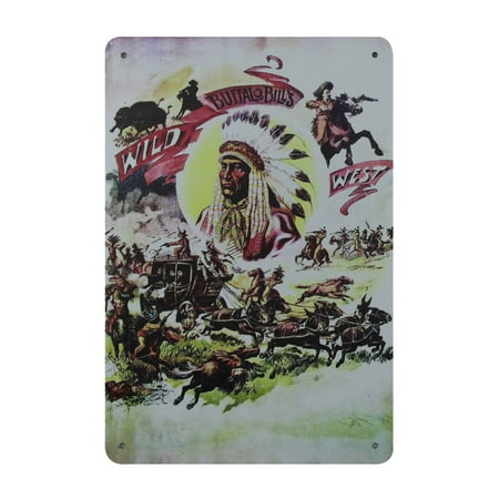 Buffalo Bills wild west metal tin sign vintage style reproduction 12 x ...
