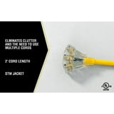 Yellow Jacket 2882 12/3 Heavy-Duty Contractor Extension Cord, 2 ft, 3 ...