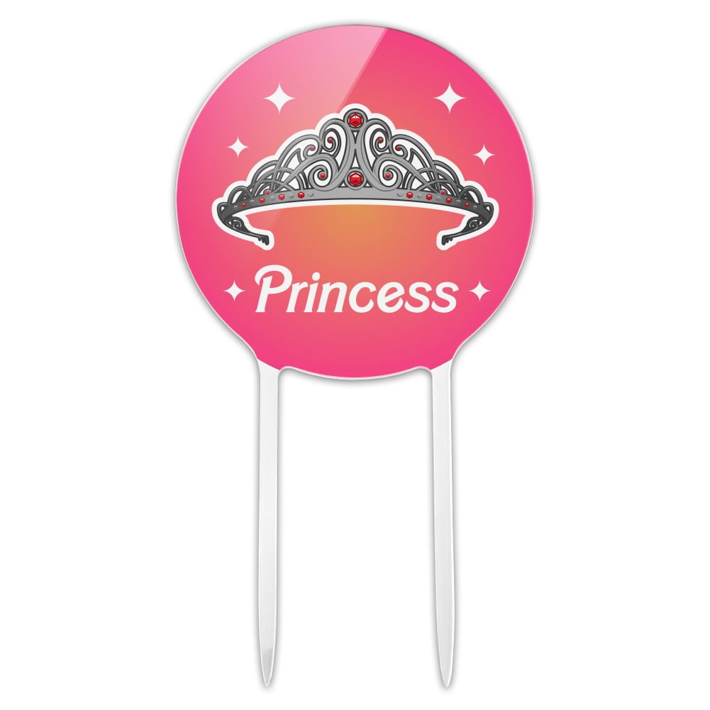 Acrylic Princess Crown Tiara Pink Background Cake Topper Party ...