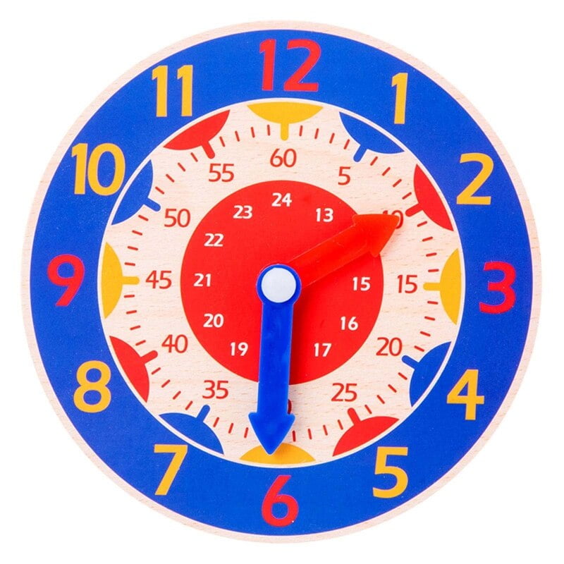 Reloj educativo de madera para el tiempo, tablero cognitivo para niños ...