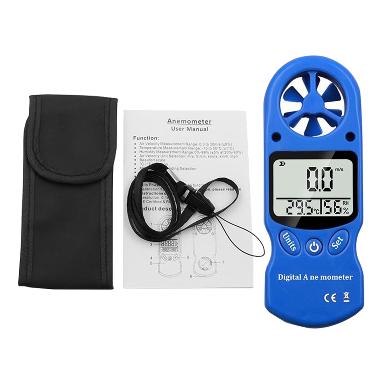 Outdoor Digital Anemometer Wind Speed Meter Temperature Gauge 14~122 ...