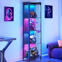 Casacomoda 4-Tier LED Display Cabinet, Gaming Glass Shelf Curio Cabinet ...