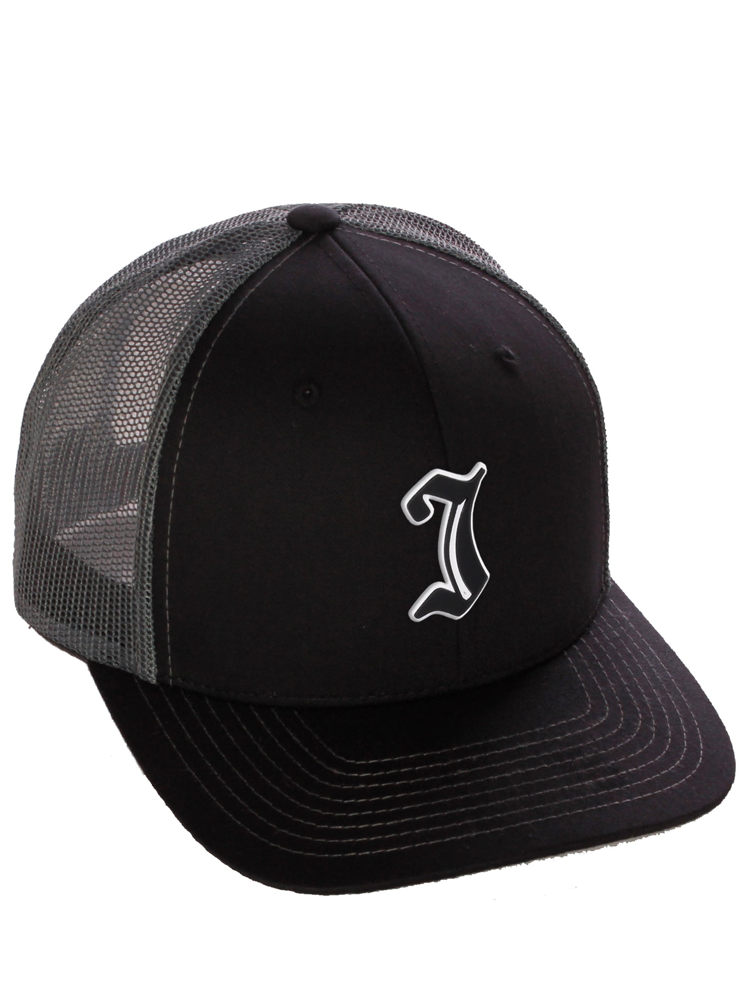 Daxton Classsic Baseball Trucker Hat Old English A to Z Letters Numbers ...