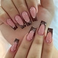 French Tip Press on Nails Heart Fake Nails Medium Square False Nails ...