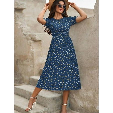 UPC 802150425678 - [ AMVIC ] Women s Floral Print Puff Sleeve Dress ...