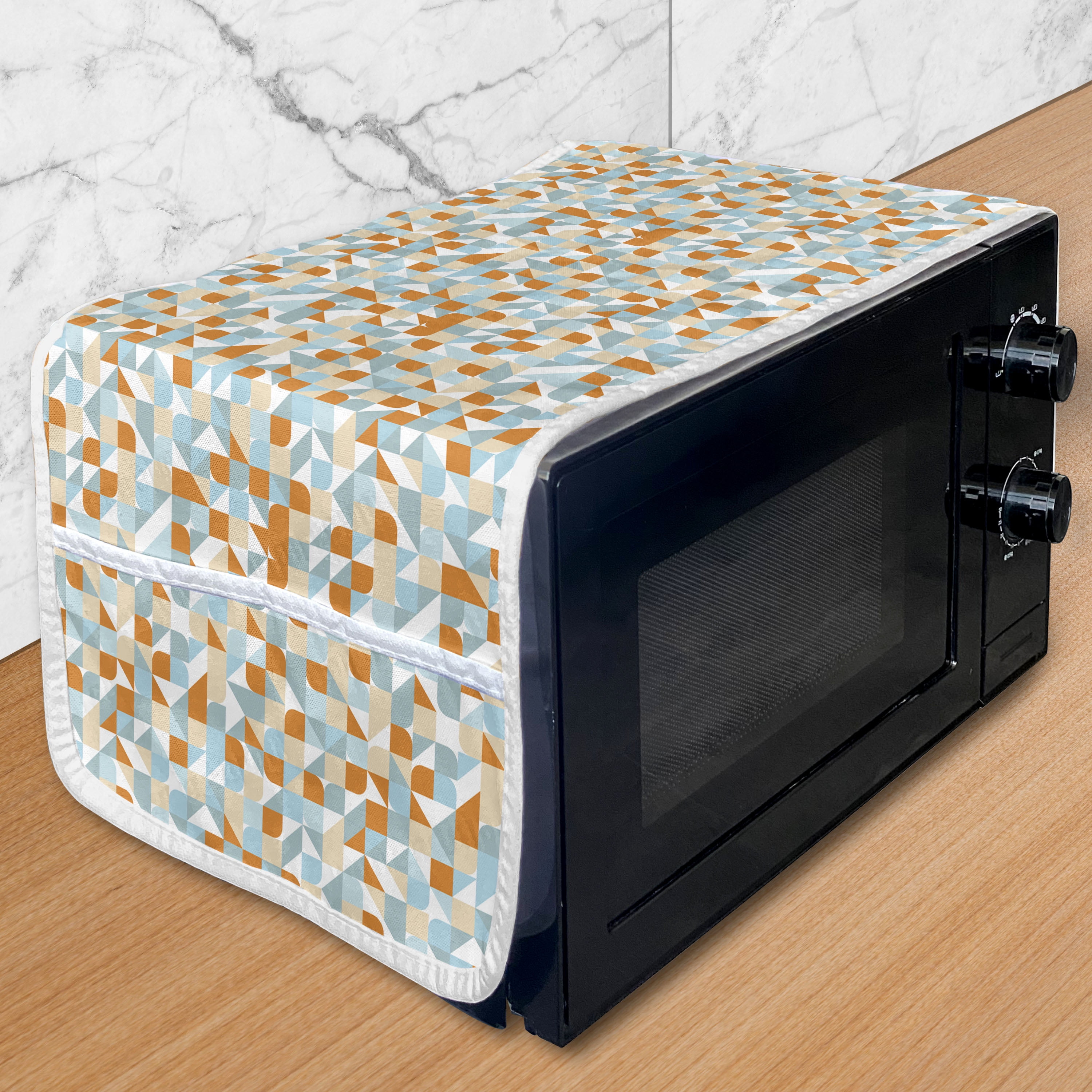 Abstract Microwave Oven Cover, Pastel Colored Geometric Creative Grid ...
