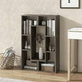 Costway Wooden Storage Bookshelves, 7-Cube Geometric Bookshelf with ...