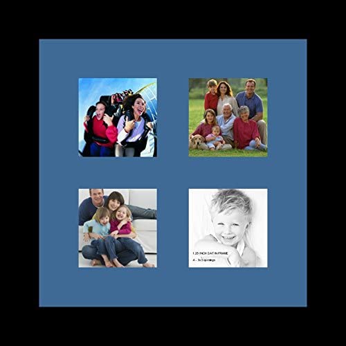 collage photo frame single mat with 4-3x3 openings and black frame ...