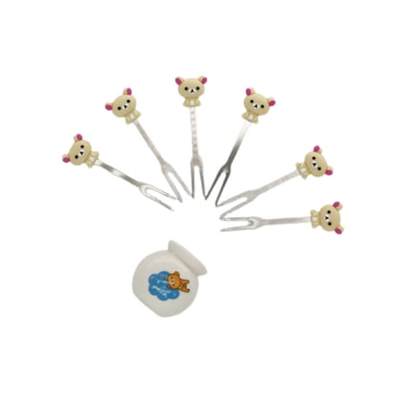 ShenMo Fruit Fork, Cute Set of 6 Fruit Forks with Holder Stainless ...