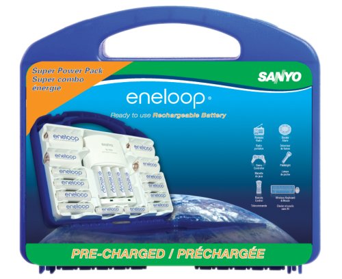 eneloop Super Power Pack, 1800 cycle, 12 AA, 4 AAA, 2 "C" and 2 "D ...