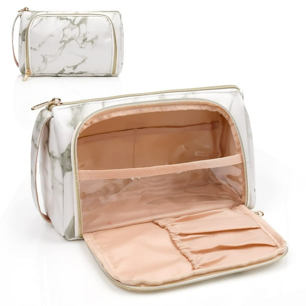 Makeup Bag Travel Cosmetic Organizer, Two Opening Way Make Up Bag ...