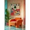 Affixzi Vino Dinner Party Poster, Retro Kitchen Wall Art, Unframed ...