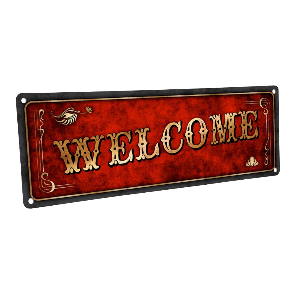 Red Welcome 4"x12" Metal Sign, Wall Décor for Home and Office - Walmart.com