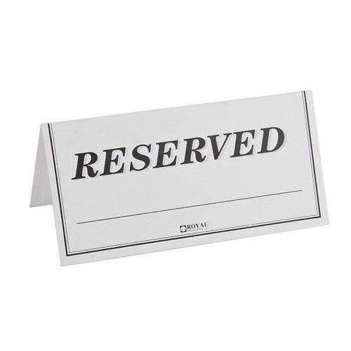 Royal Industries Pack of 250 Paper Table Reserved Sign, White - Walmart.com