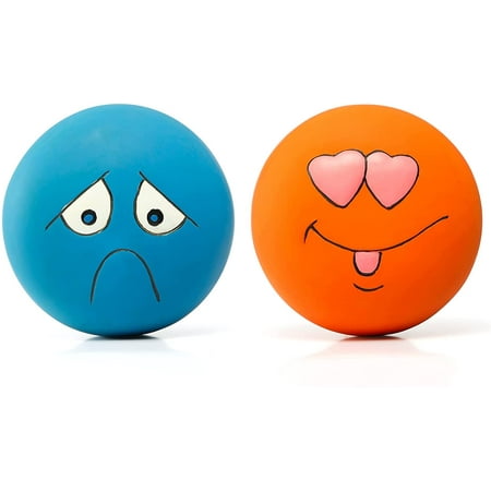 4.13'' Squeaky Dog Toys Smiley Face Dog Balls with Squeaker Rubber ...