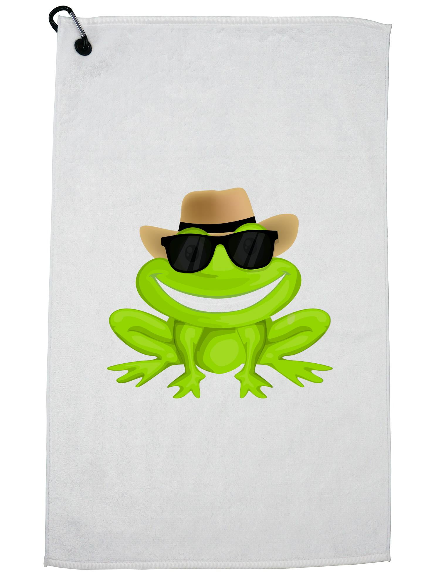 Cowboy Frog with Cool Sunglasses - Froggy Golf Towel with Carabiner ...