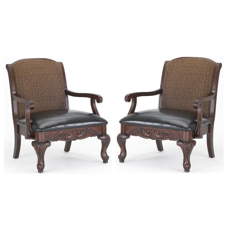 Home Square 2 Piece Traditional Wood Arm Chair Set in Walnut - Walmart.com