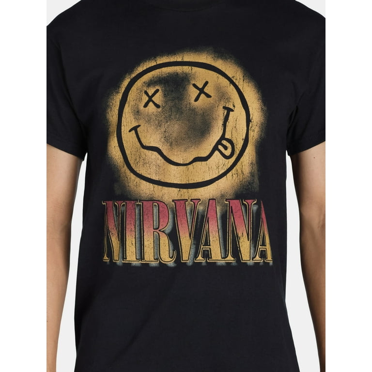 Nirvana Men's & Big Men's Gradient Smile Face Graphic Band Nirvana Men's & Big Men's Gradient Smile Face Graphic Band