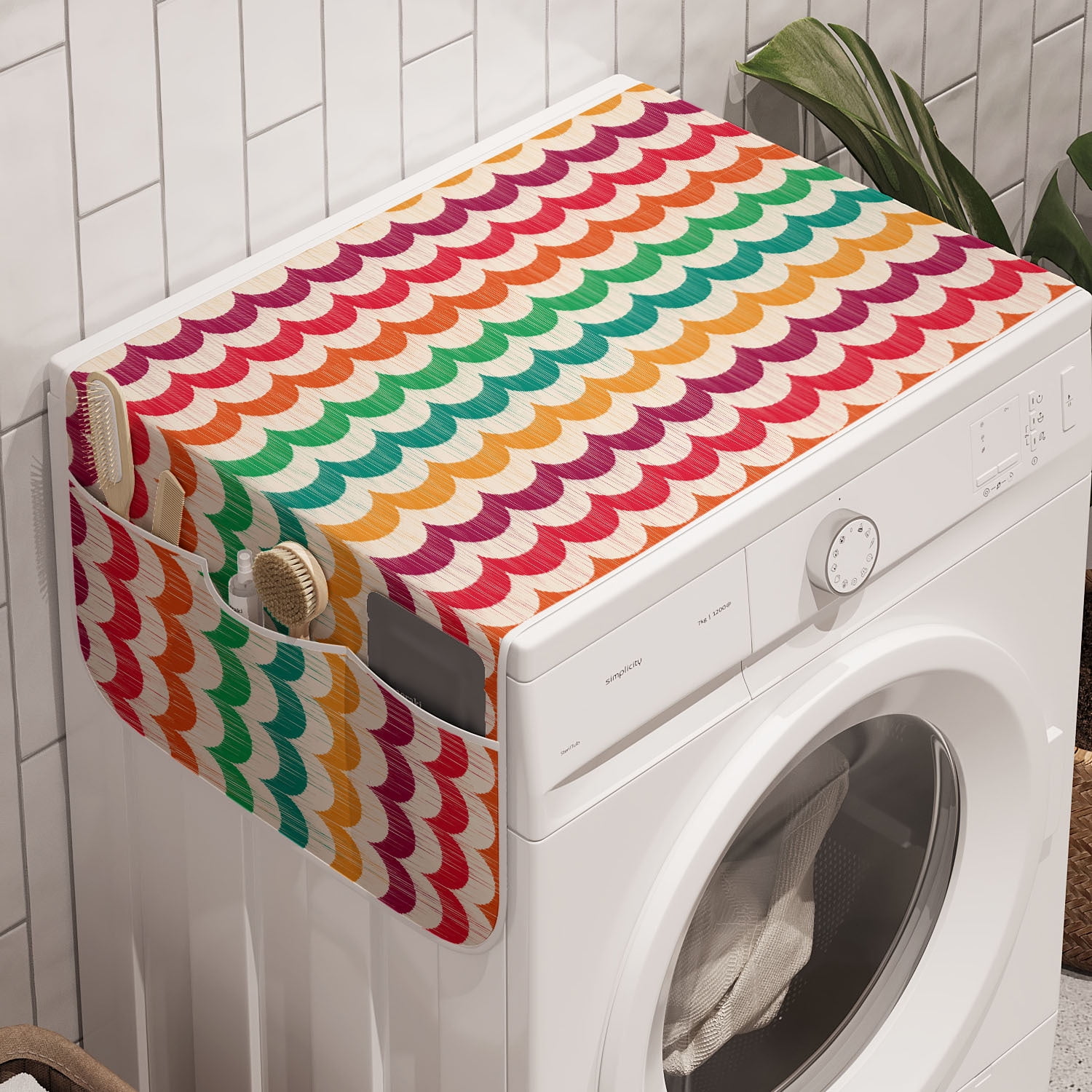 Colorful Washing Machine Organizer, Computer Graphics of Vibrant Wavy ...