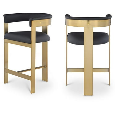 Meridian Furniture Caleb Velvet Counter Height Stool in Black (Set of 2 ...