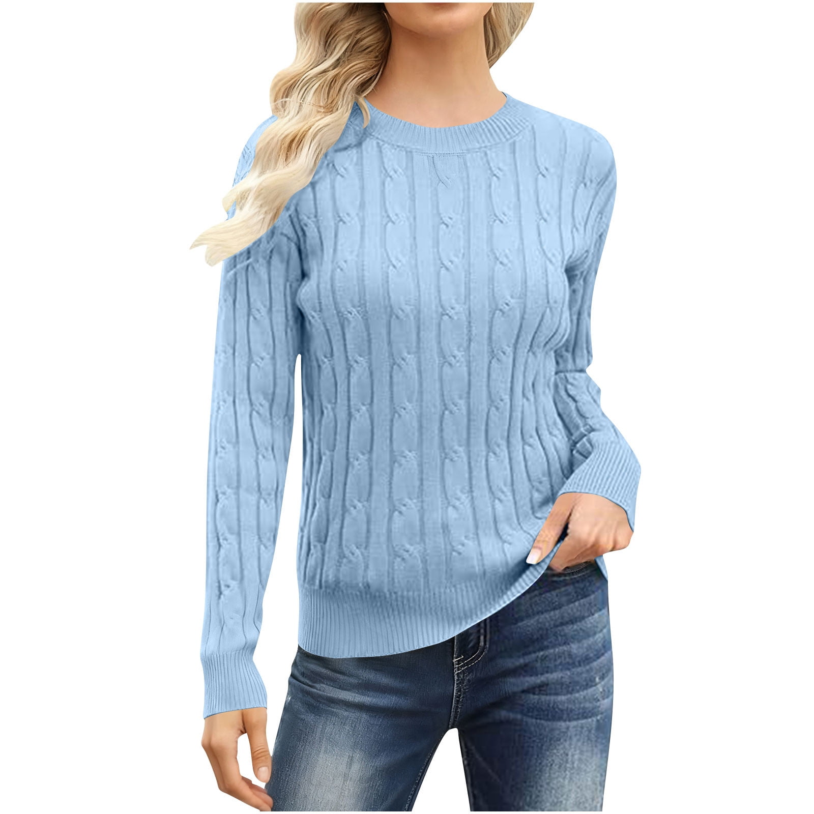 Click here for Lmnyox Womens Sweaters Tops Fashion Long Sleeve Cr... prices