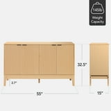 Best Choice Products 4-Door Reeded Storage Cabinet w/ Soft-Close Doors ...