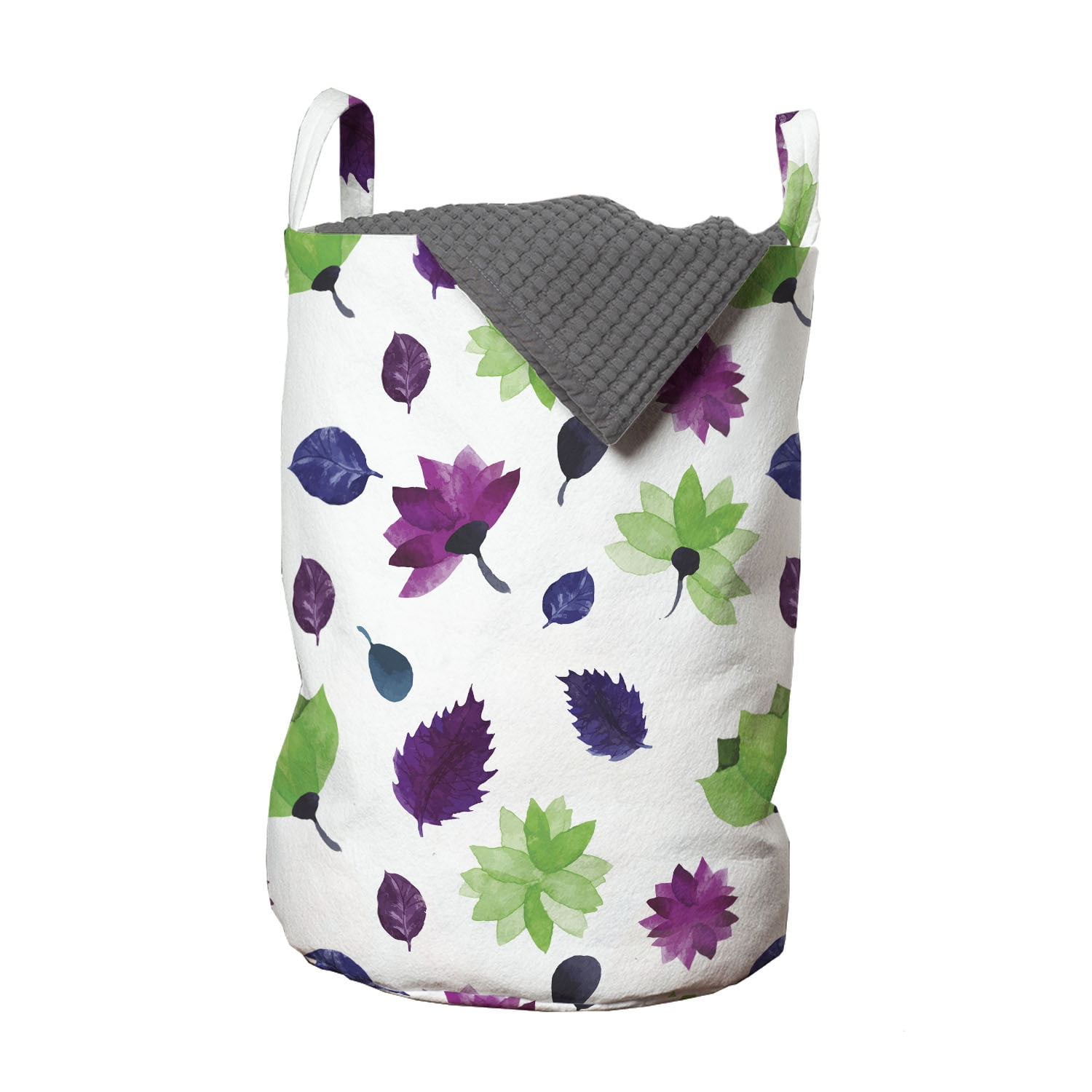Floral Laundry Bag, Watercolor Painting Effect Withering Plucked Petals ...