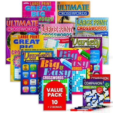 Variety Savings 5-Pack 450+ Travel-Size Crosswords, Large Print ...
