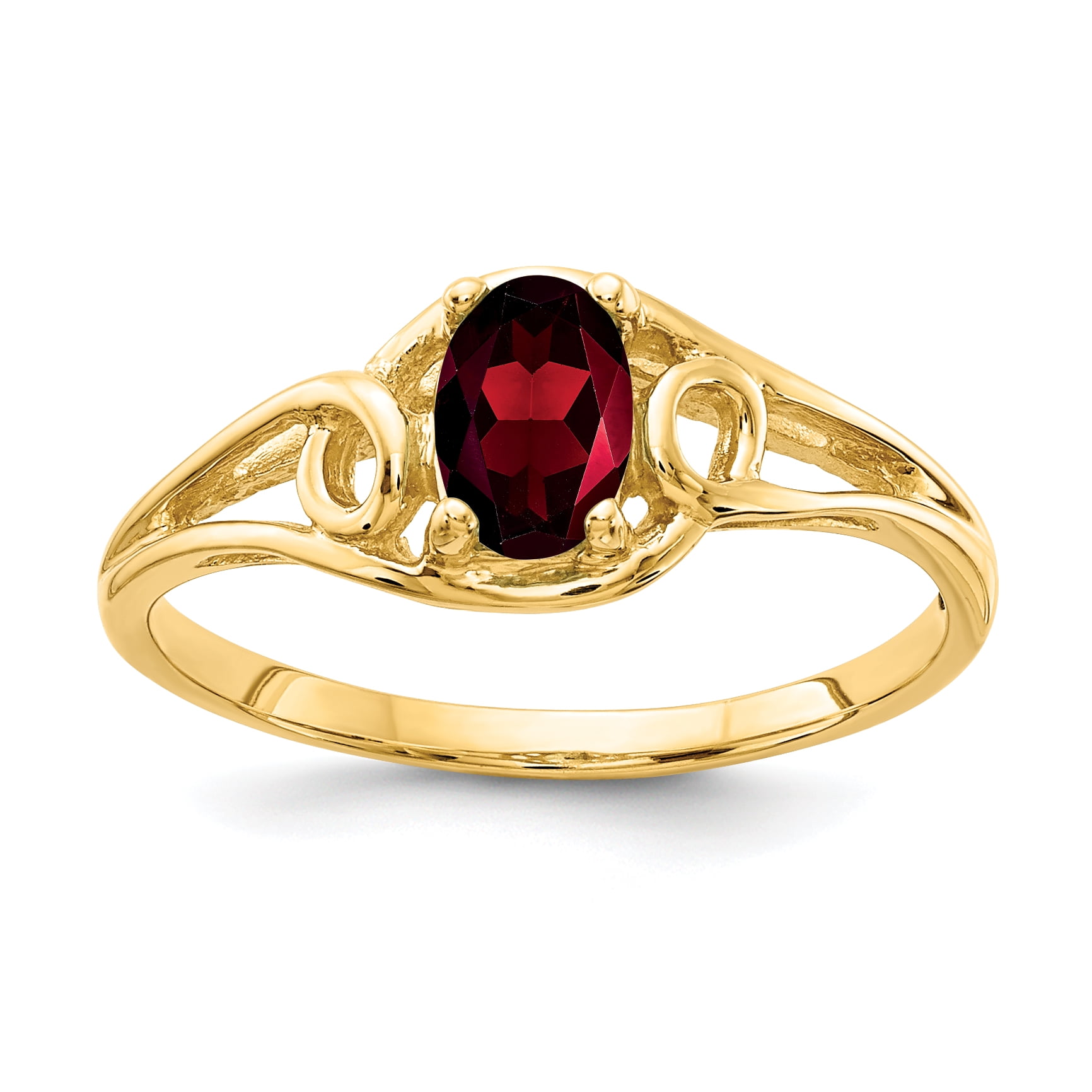 Primal Gold - Primal Gold 14 Karat Yellow Gold 7x5mm Oval Garnet Ring ...