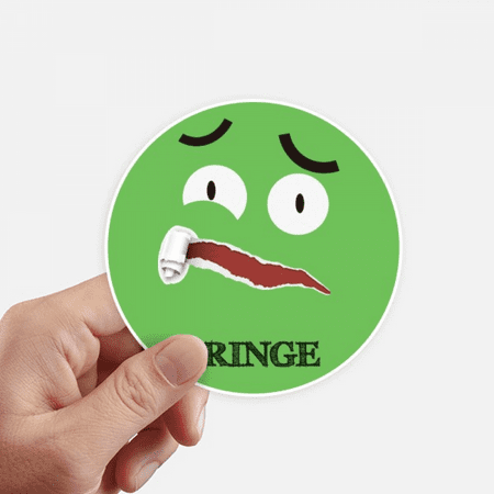 green scared emotion ce afraid sticker round wall suitcase laptop label ...