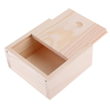 Gerich Plain Wood Wooden Square Hinged Storage Boxes Craft Gift Box,S ...