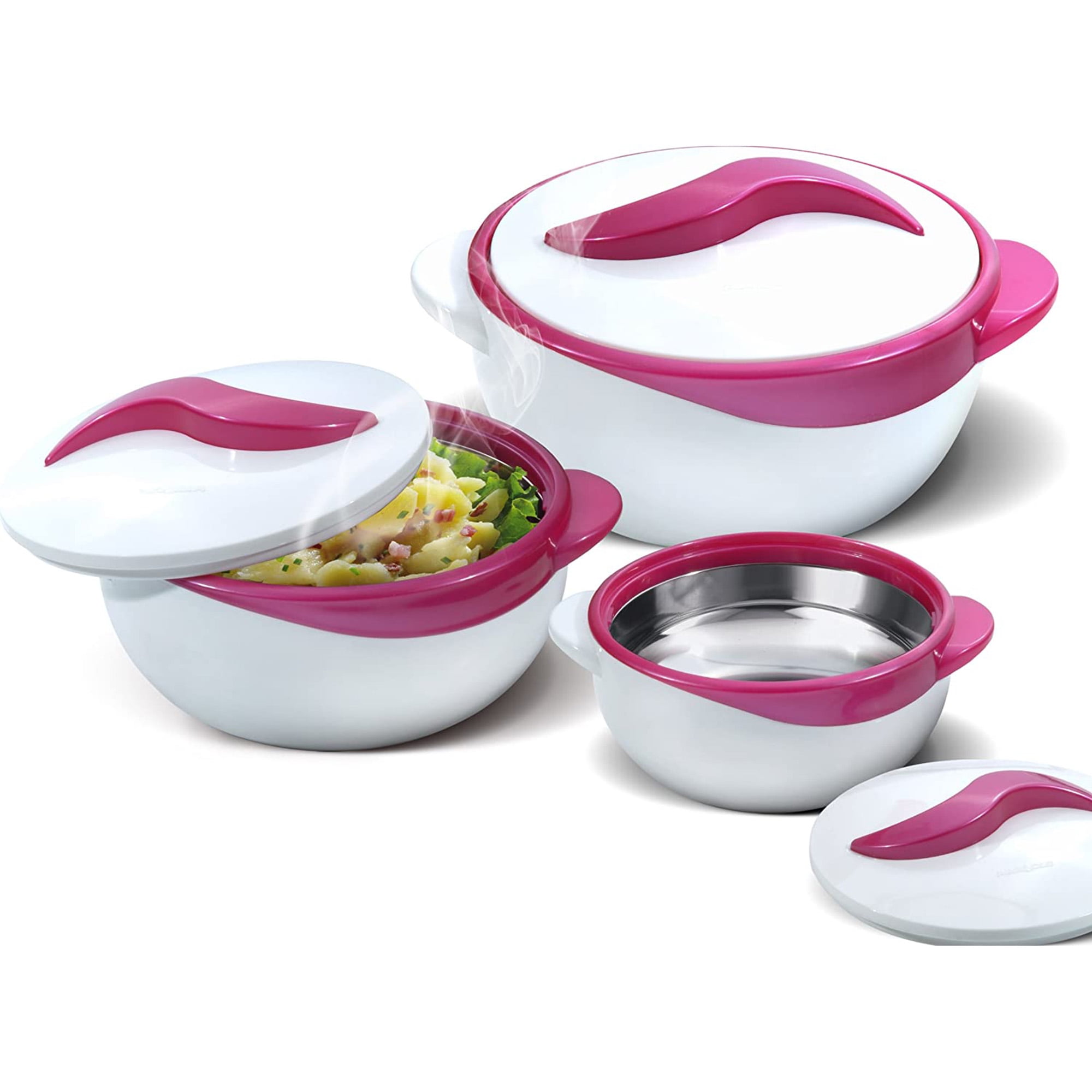 Pinnacle Thermoware 3-Pc Set Stainless Steel Bowl Insulated Food ...