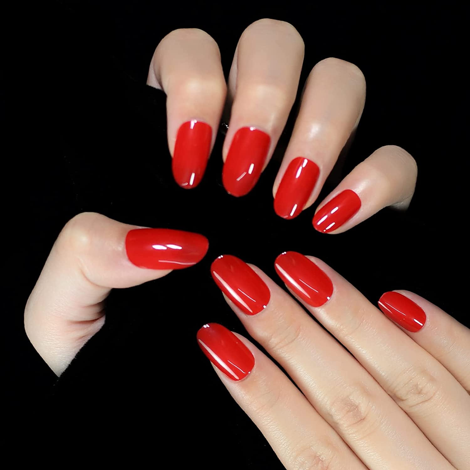 Red Oval Nails