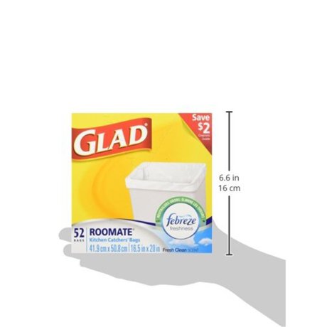 Glad Roomate Kitchen Catchers Garbage Bags with Febreze Freshness, 52 Count