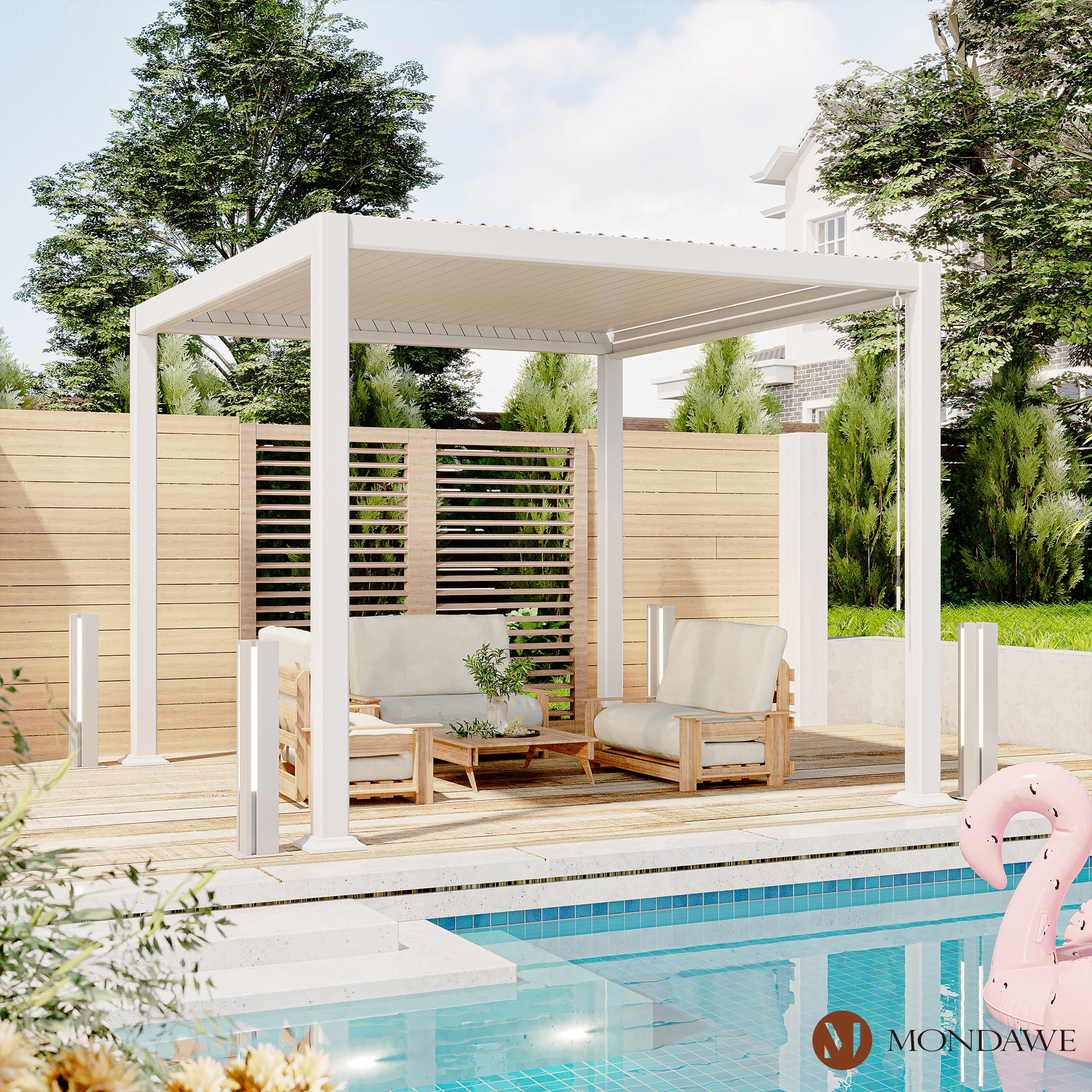 Mondawe 10x10 ft Louvered Pergola Kit Metal Pergolas Outdoor Gazebo ...