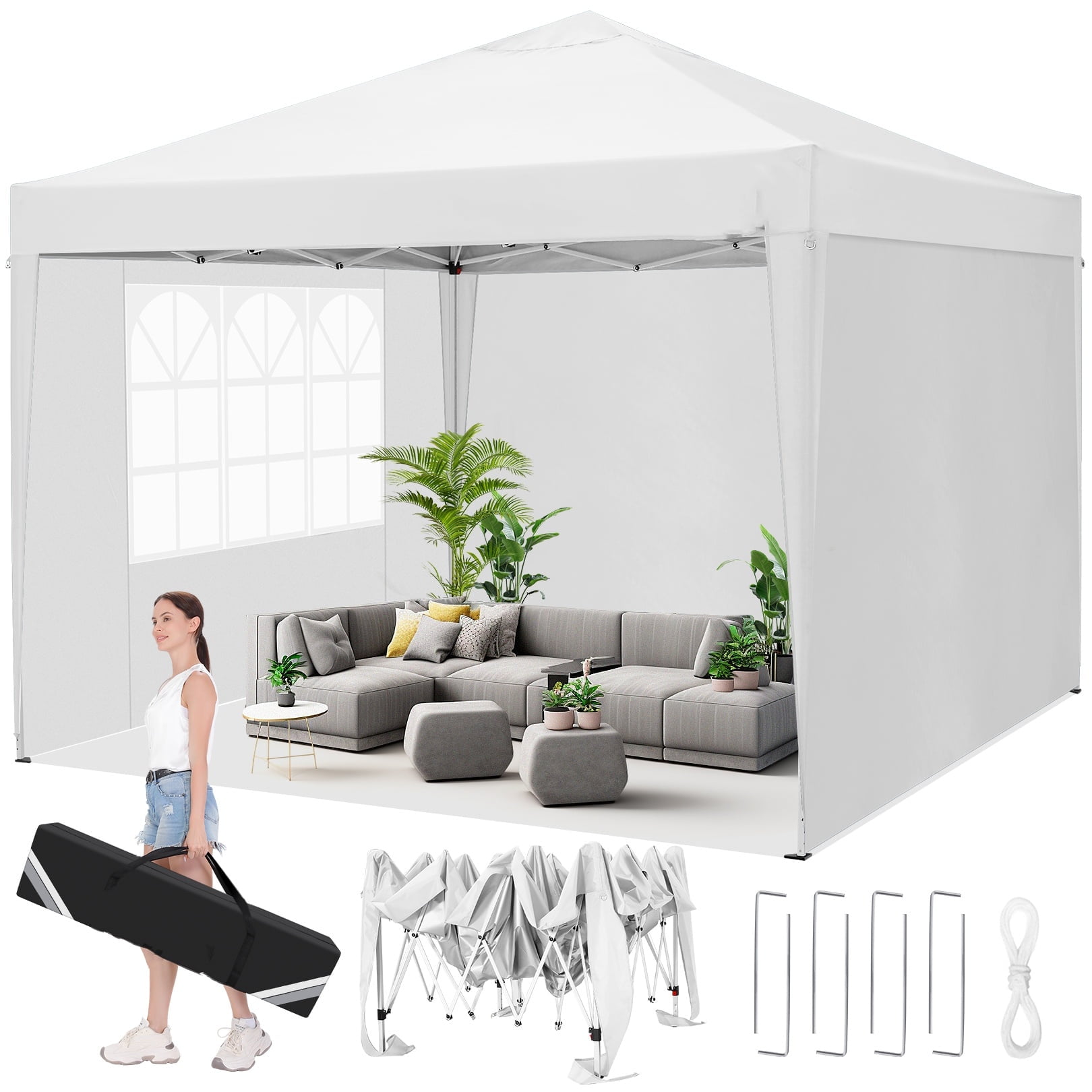 Click here for Sanopy 10 X 10 Ft Pop Up Canopy Tent With 3 Sidewa... prices